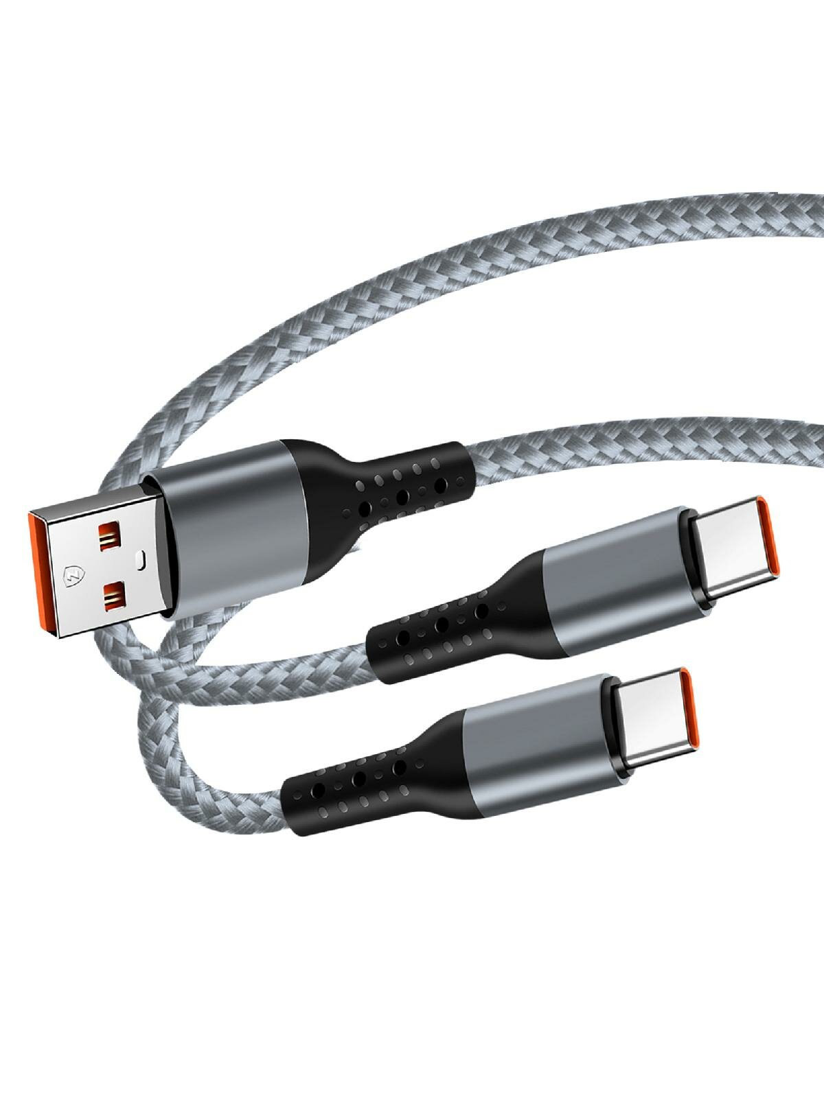 Кабель для зарядки от USB до двойного зарядного устройства Type C мощностью 66 Вт для планшетов и телефонов