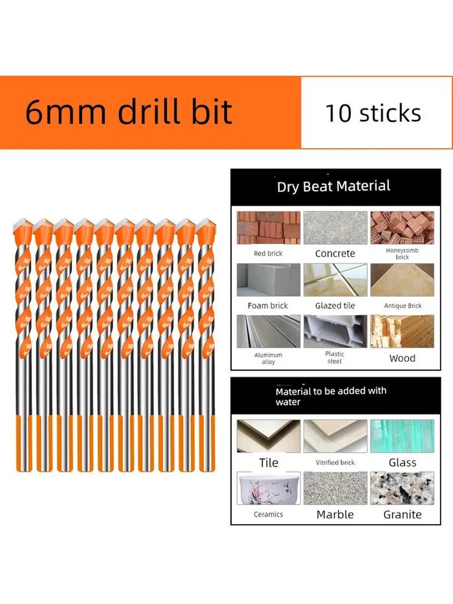 Рекомендуемое сверло Dane Tools 6мм, длина 100мм, 10шт