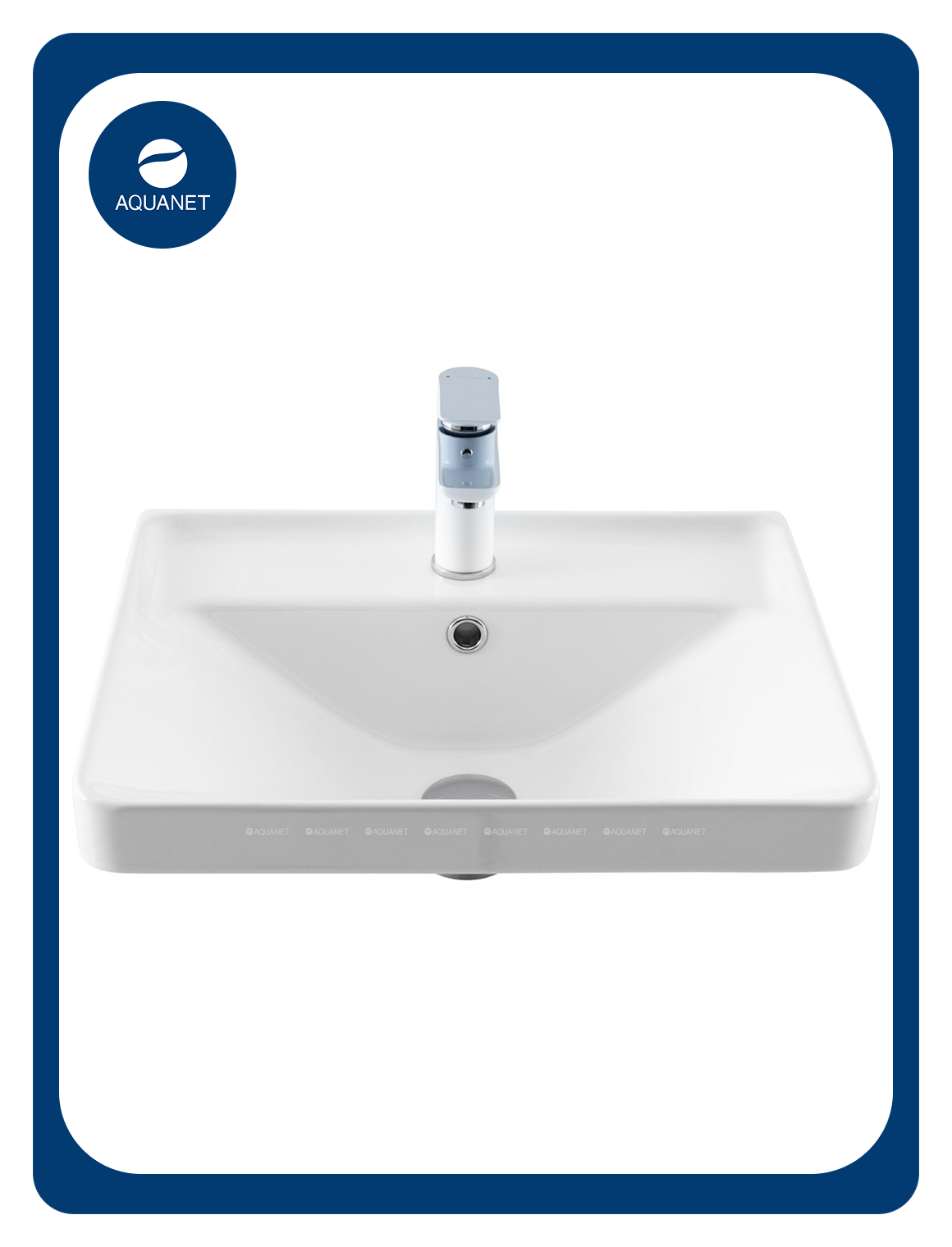 Раковина для ванной накладная Aquanet Ирис-Т 50 см, белая, прямоугольная, с толстым краем