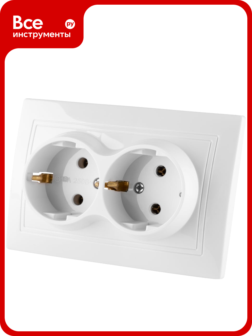 Двойная розетка, белая 2П+З 16А 250В TDM ELECTRIC Таймыр SQ1814-0014