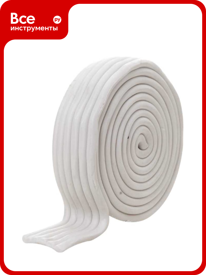Шнур герметик Липлент 4,5мм×1,33мм 8 м L72175, бутильный самоклеящийся жгут, белый, предназначен для гидроизоляции