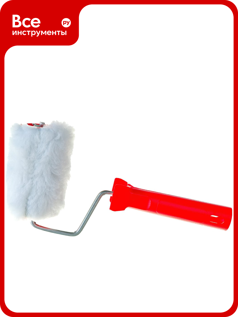Малярный валик РемоКолор с рукояткой из пластика, шубка из искусственного меха, мини‑размер для точной покраски