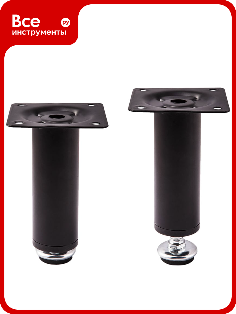 Опора мебельная AKS D-100, черный, AK 57400, из прочной стали, с регулируемой высотой, со монтажной площадкой