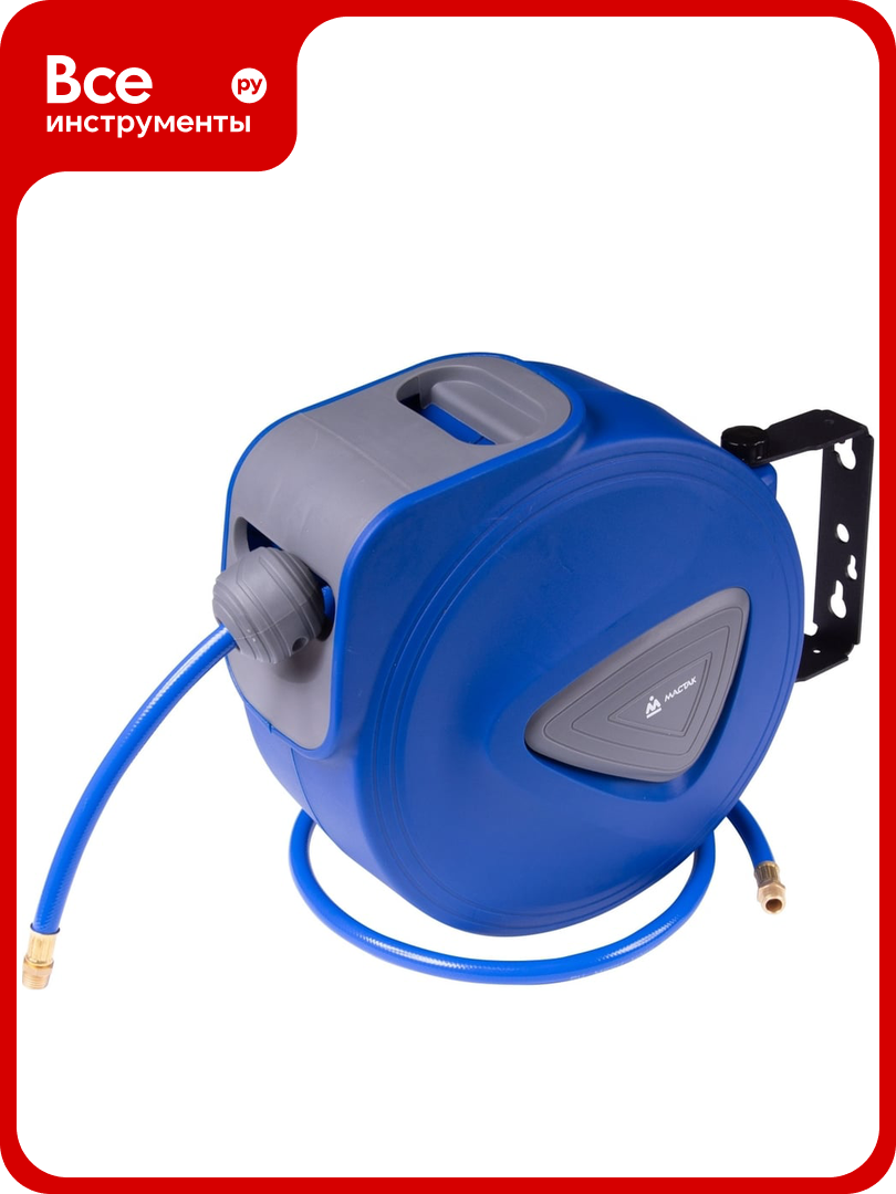 Шланг пневматический на автоматической катушке 8x12 мм, 10 м, поливинилхлорид с каучуком, резьба 1/4" Мастак 684-08110HR