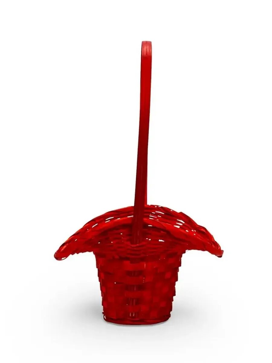 Красная плетеная корзина с ручкой для хранения