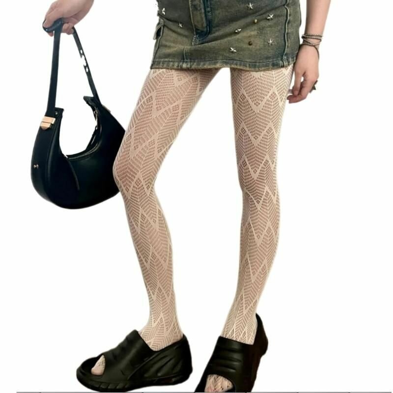 Женские колготки с рисунком волны, Молочно - белый