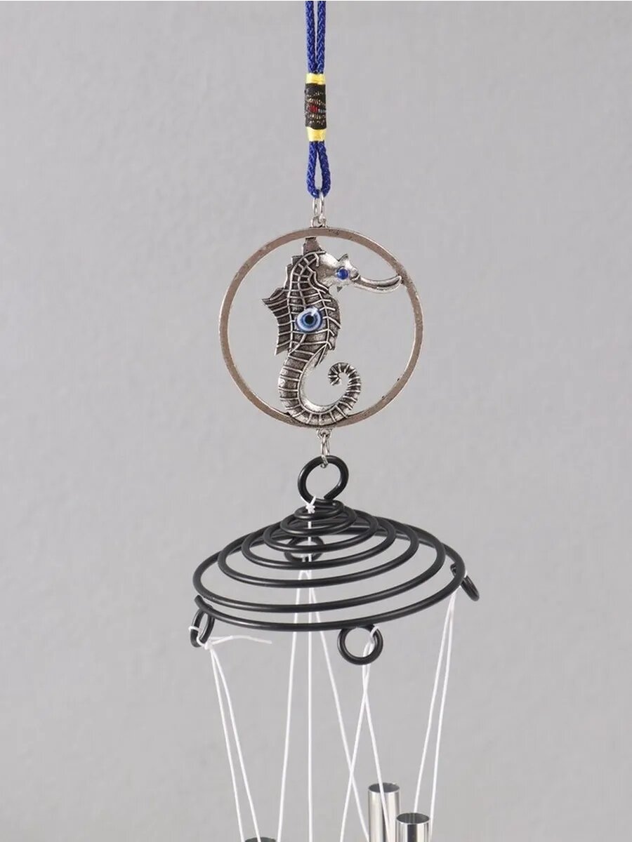 Мелодия ветра с морским коньком, 4 трубочки