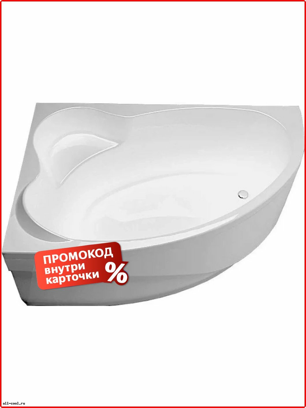 Ванна Aquanet Alfonsina 150x100, акрил, асимметричная, встраиваемая пристенная, левая, белый, с каркасом