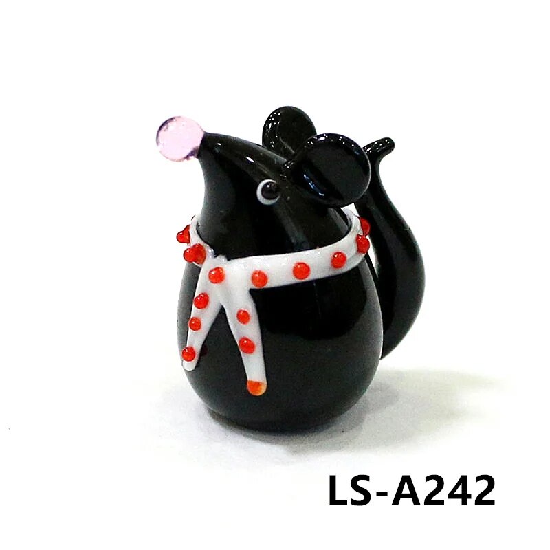 Стеклянная фигурка мышь черная LS-A242