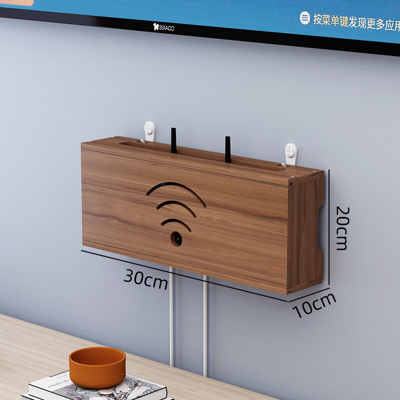 Коробка для хранения роутера из массива дерева, настенная, для Wi-Fi, ТВ-приставки, крышка для розетки, полка, не требует сверления