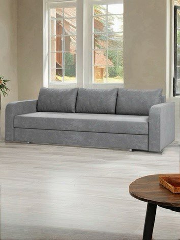 Диван-кровать "Вектор" серый велюр кабрио, механизм Еврокнижка с ящиком для хранения