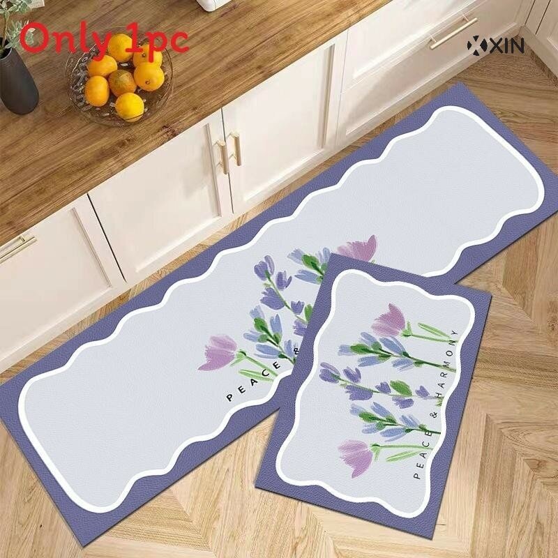 Коврик с тюльпанами и лавандой бренд 50*80+50*160см поверхность с маслостойким покрытием легко моется для домашнего