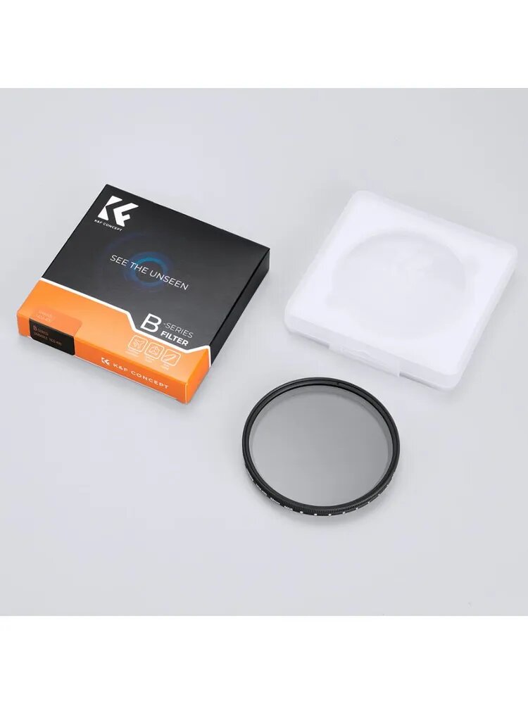 Переменный нейтральный ND фильтр 55 мм / K&F Concept Variable/Fader NDX ND2-ND400 55 mm Slim