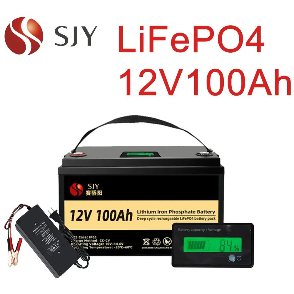 SJY Аккумуляторная батарейка, 12,8 В, 100001 мАч, 1 шт