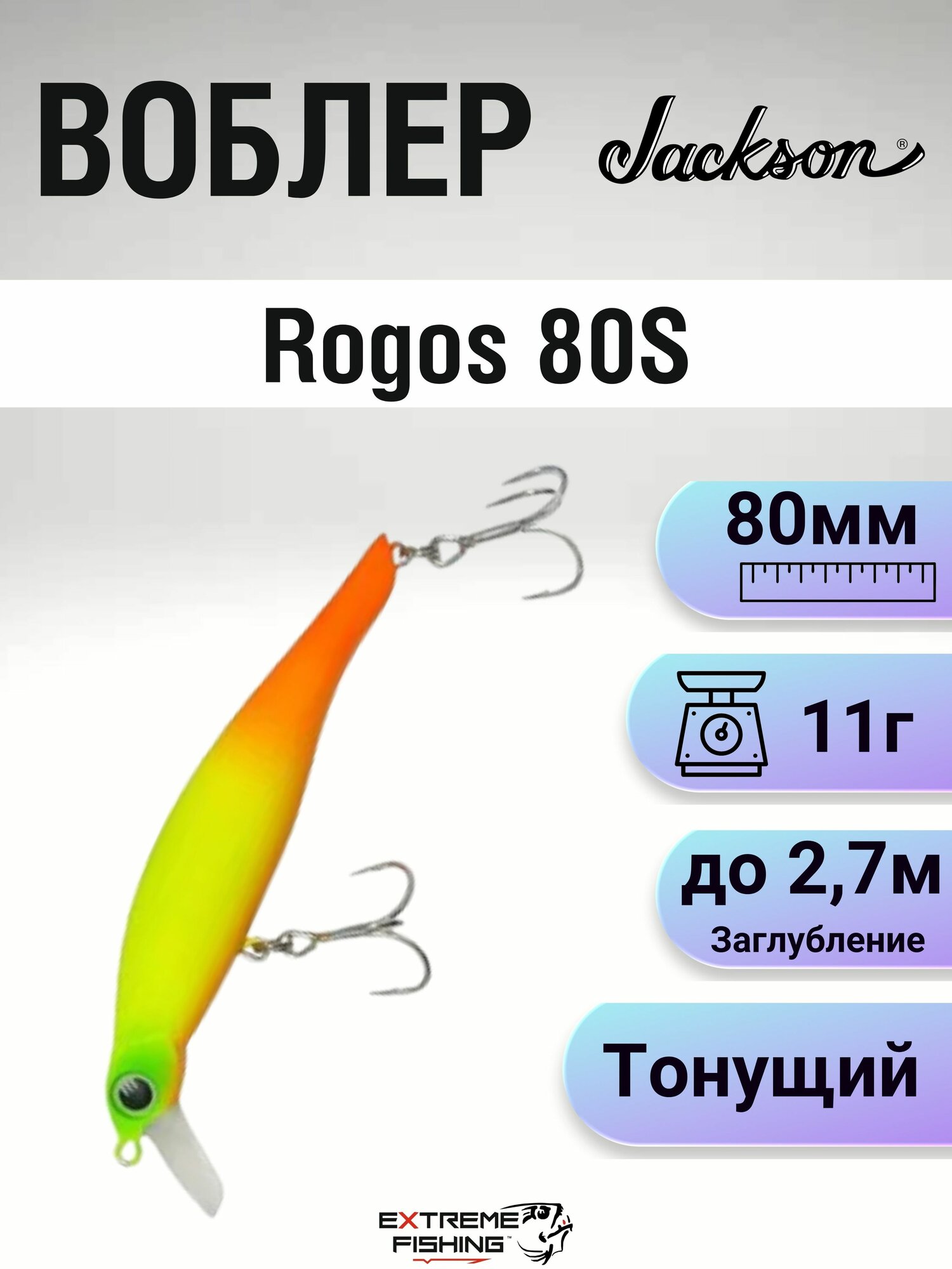 Воблер Jackson Rogos 80S, 80мм, 11г, POIT