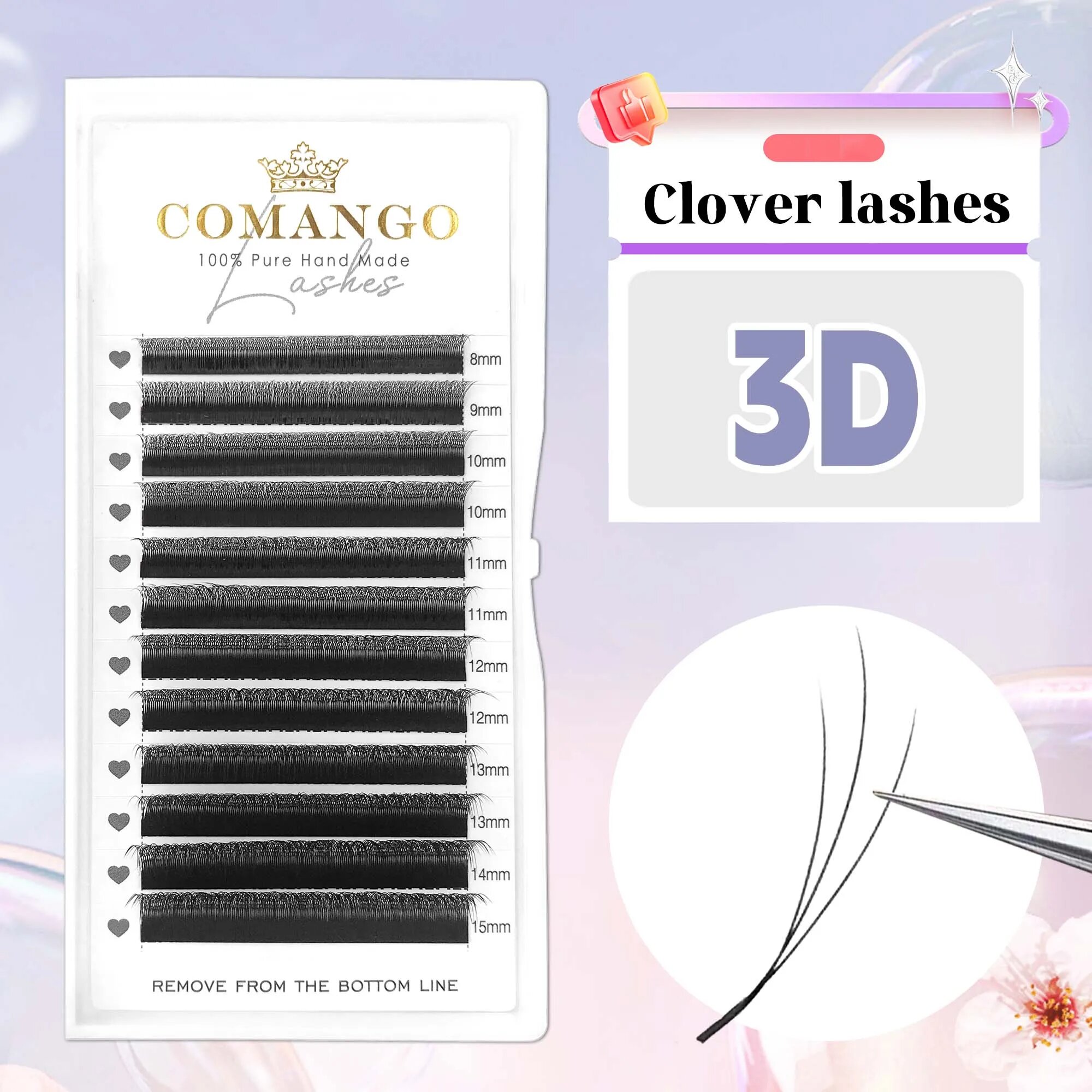 CoMango 3D ресницы D-изгиб 11 мм, цвет 3D-W