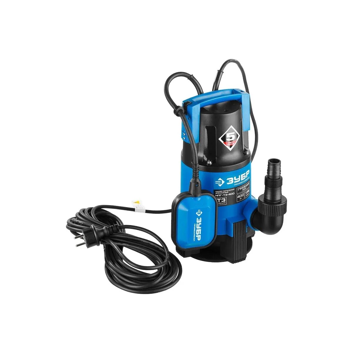 Насос дренажный Зубр НПГ-Т3-400 400 Вт, погружной, синий/черный