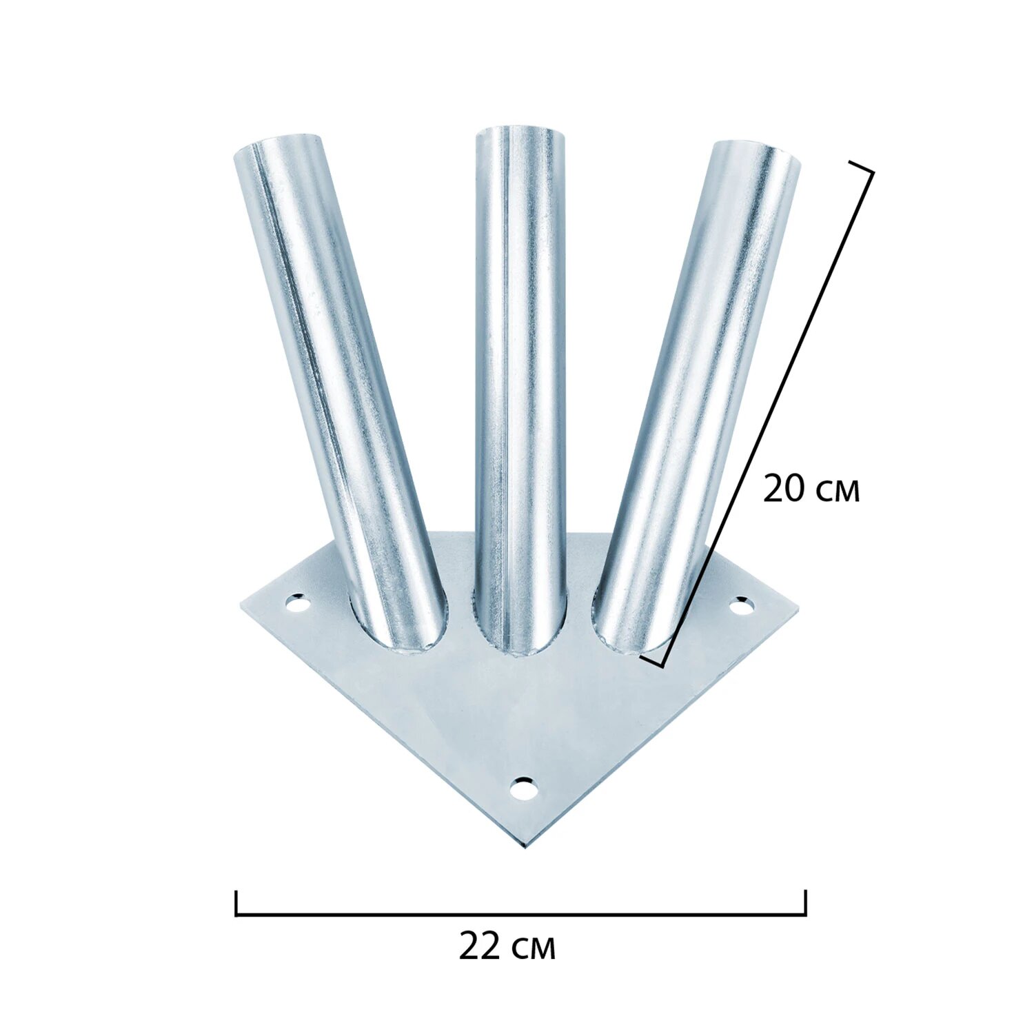 Кронштейн настенный для флагов на три древка, три точки крепления, металл