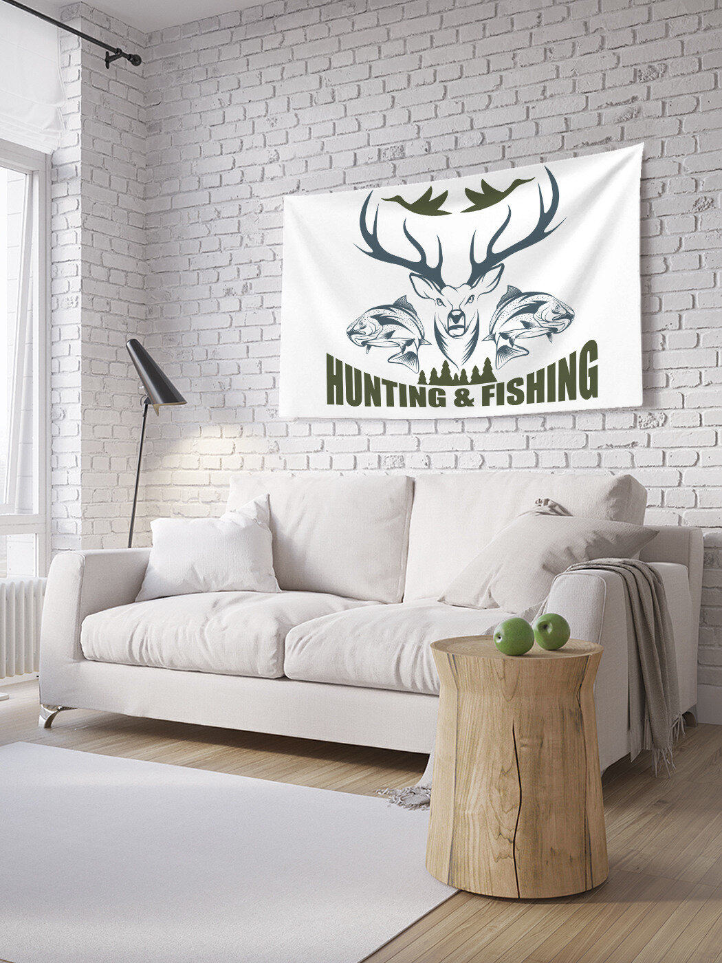 Горизонтальное фотопанно на стену JoyArty "Общество рыбаков и охотников", из ткани, 100х150 см