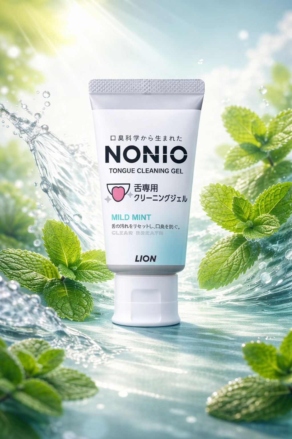 LION Гель для чистки языка NONIO против налета и неприятного запаха изо рта, 45 гр. туба