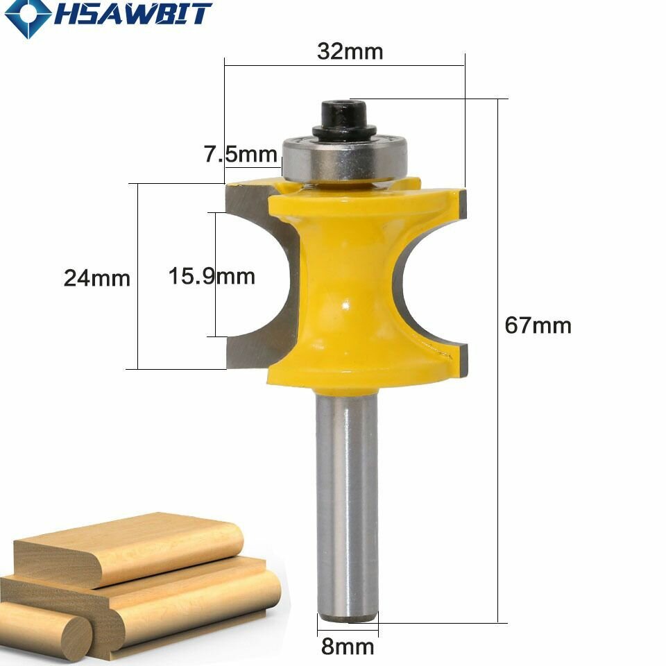 Фреза по дереву кромочная полукруглая хвостовик 8 мм HSAWBIT,8x32mm