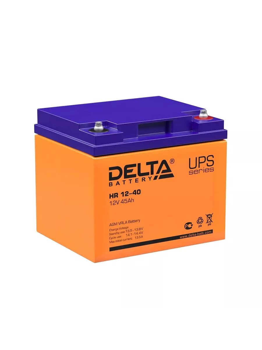 Аккумулятор DELTA HR 12-40 12V 45Ач А 197x165x170 обр. пол.