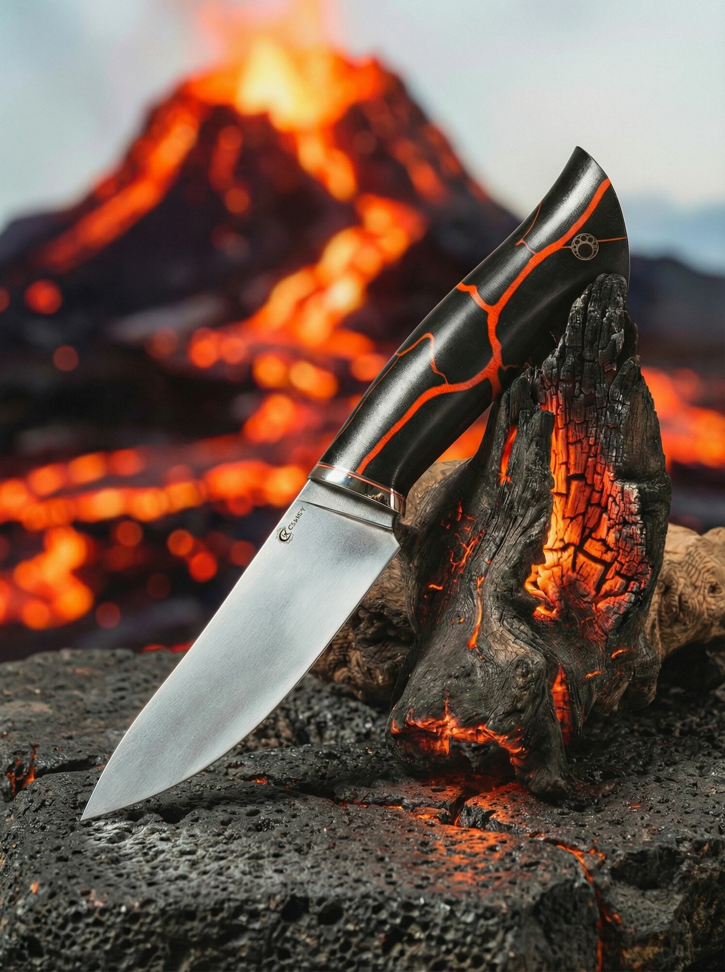 Нож туристический Кайман из стали Elmax с рукоятью из микарта подарочный