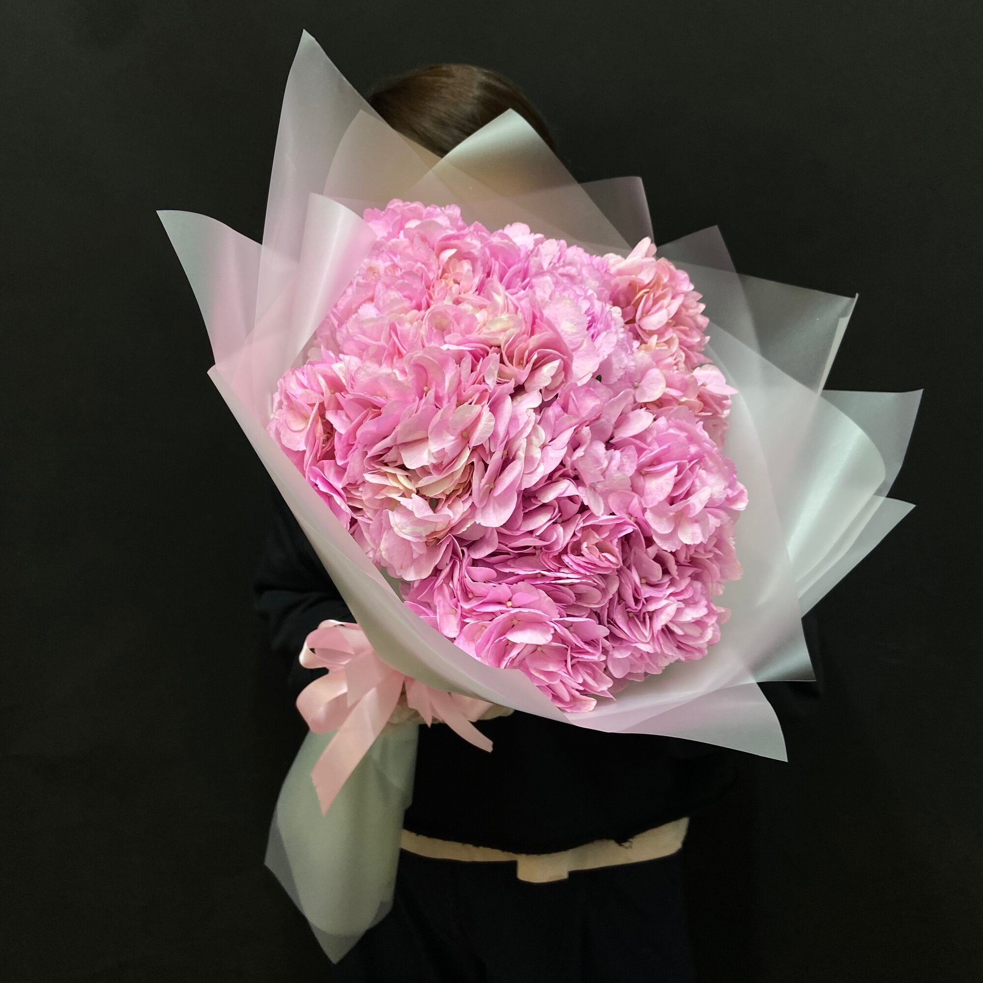 5 розовых гортензий / Букет из 5 розовых колумбийских гортензий