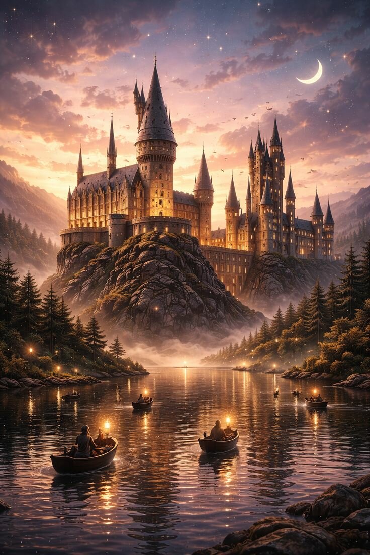 Алмазная живопись "Замок Гарри Поттера", 5D, круглая, 40x50 см. Производитель: Brose Art.