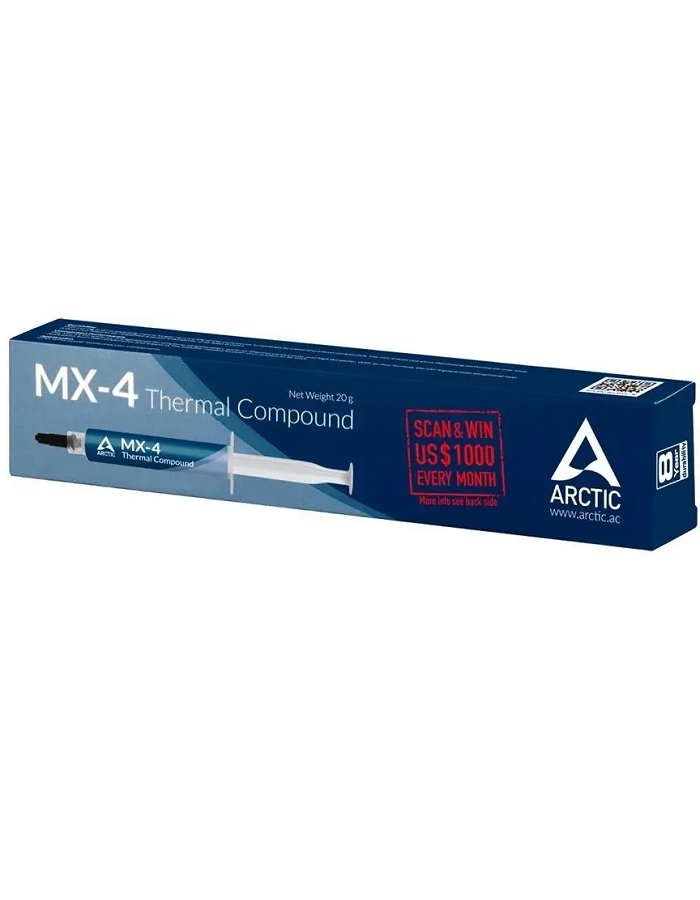 Термопаста ARCTIC MX-4 ACTCP00001B 20гр, шприц, теплопроводность 8.5 Вт/мК, вязкость 870 пуаз, плотность 2.5 г/см³