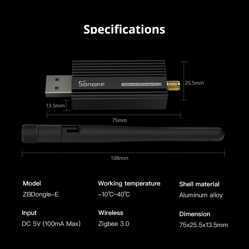Zigbee координатор (шлюз) Sonoff ZBDongle-E USB Dongle Plus — фото 1