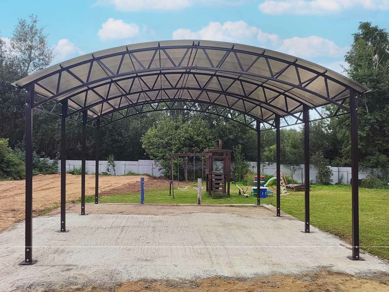 Навес сборный арочный Комфорт+ 5x6, металл каркас, поликарбонат