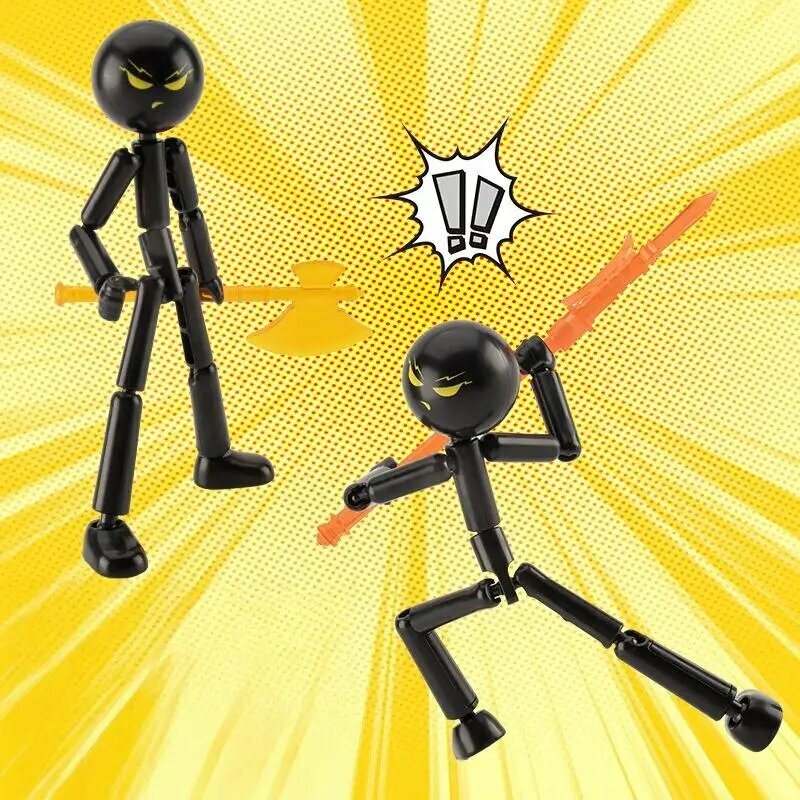 Черная фигурка Stickman A2, собранный робот