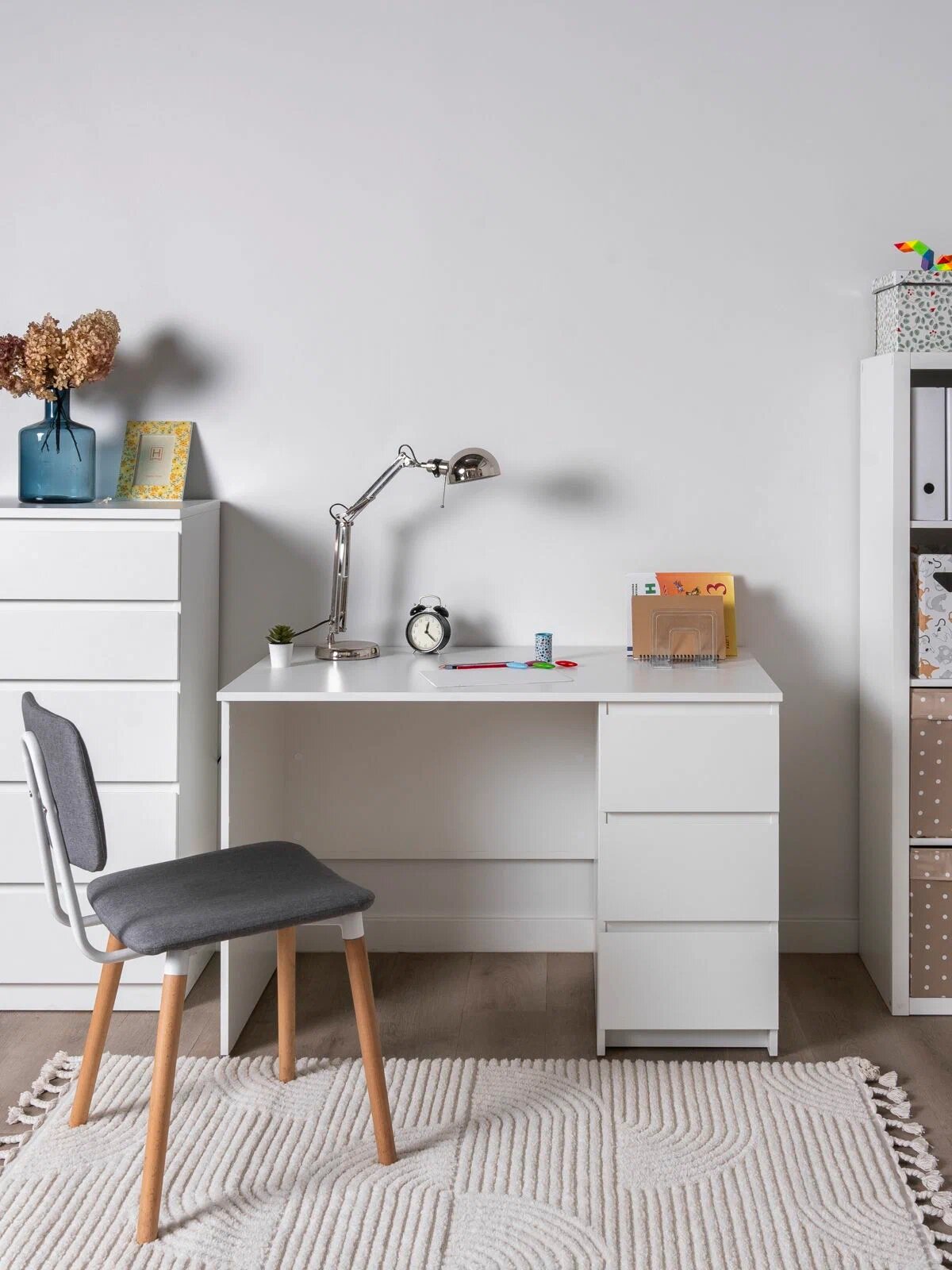 Кастор (KULLEN) стол письменный шведский стандарт 3 ящика 116х65 белый