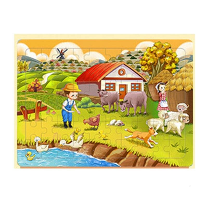 Деревянный пазл-рамка для дошкольников, Ферма