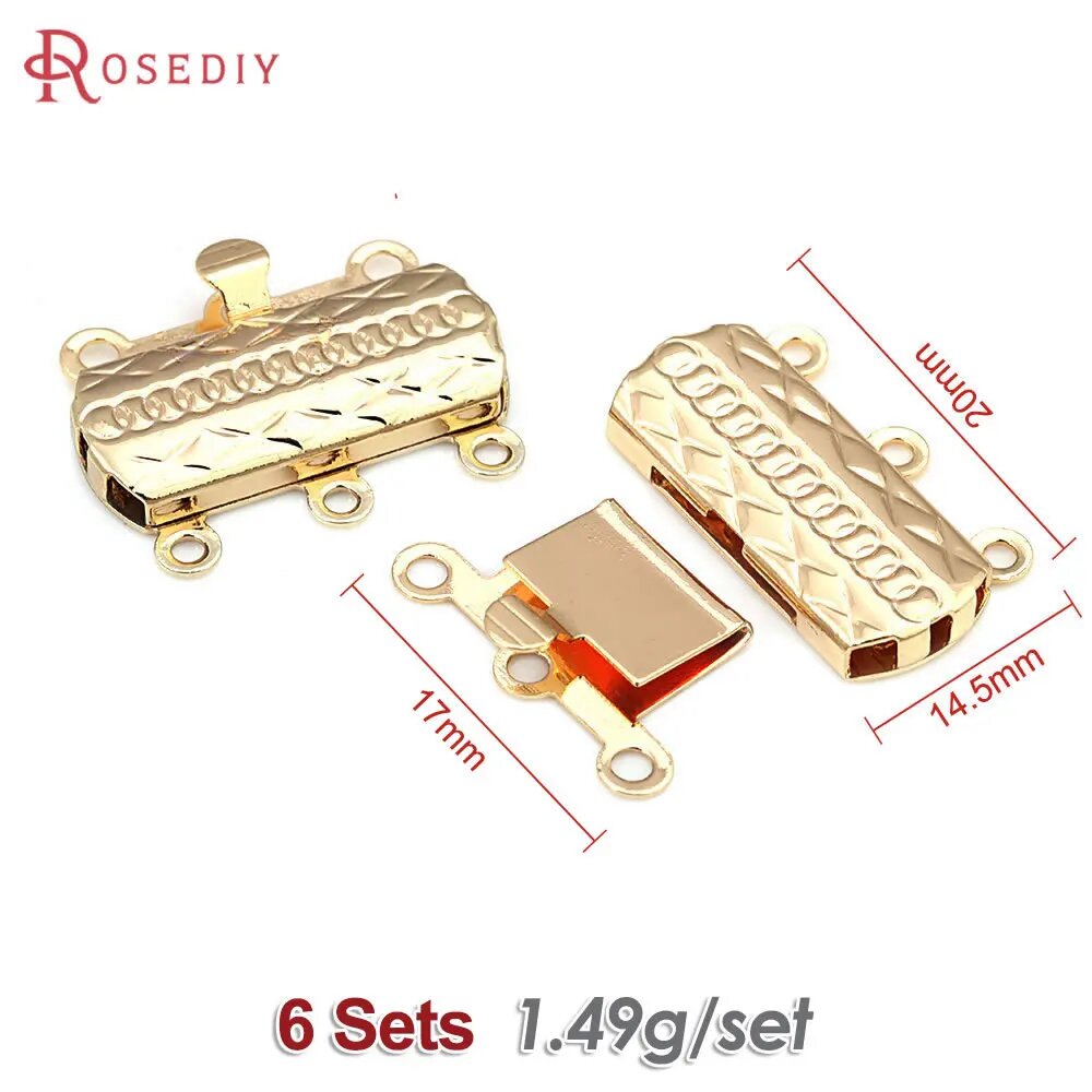 Комплект соединительных застежек для ожерелий Rosediy, латунь, Бежевый, 47759-18K Gold Color