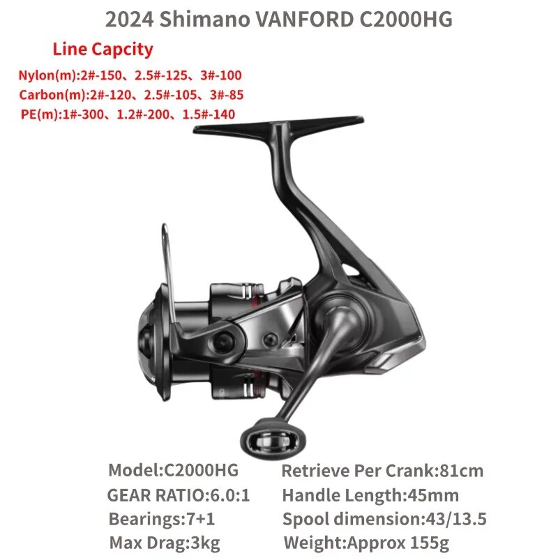 Shimano Vanford 2024 Безынерционная морская катушка C2000HG