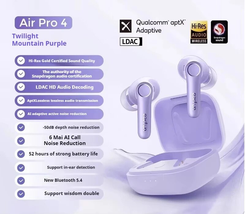 Earfun Air Pro 4 Purple ANC наушники