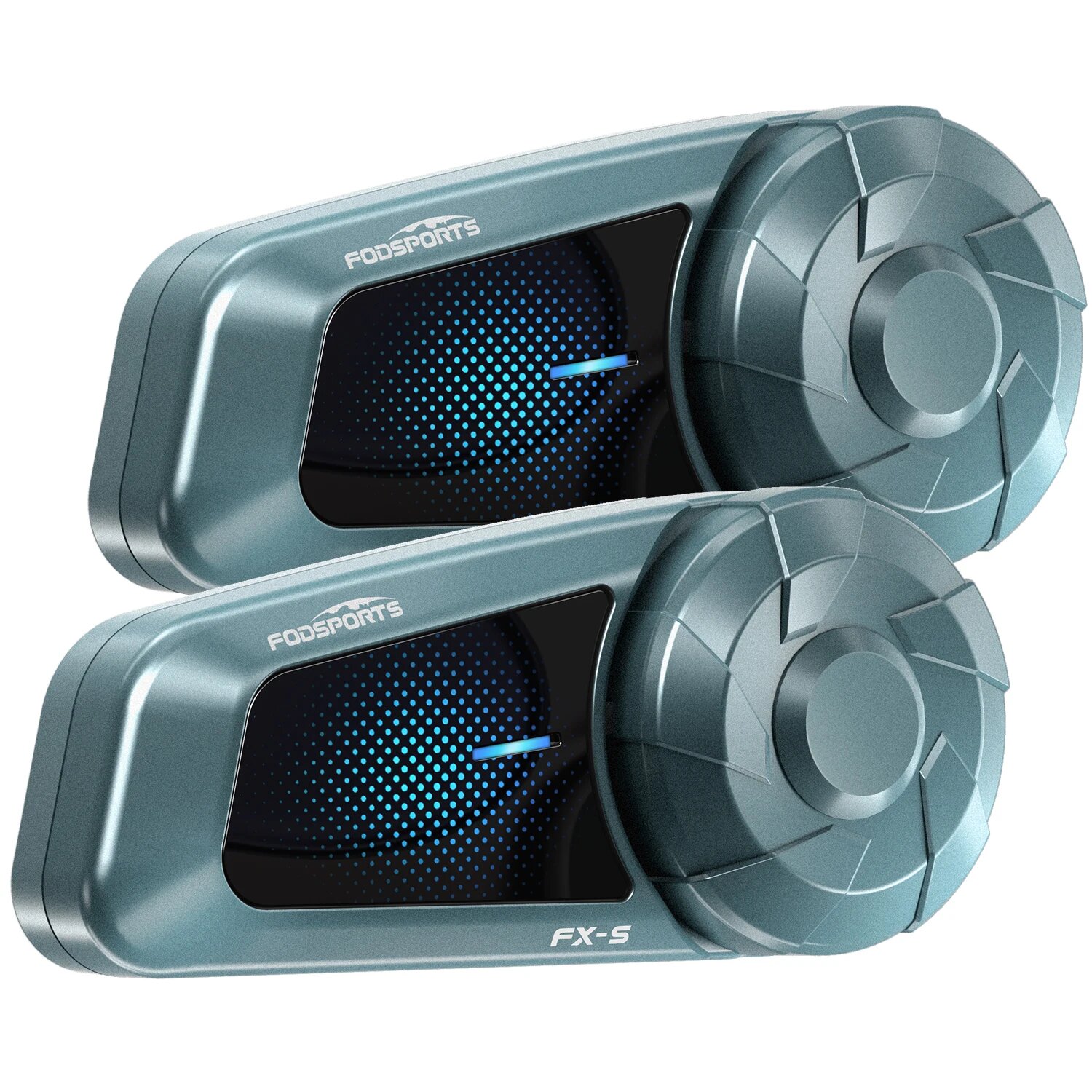 2 шт. Fodsports FX-S мотоциклетный домофон BT5.4 гарнитура для шлема Bluetooth Moto Interphone 1000 м Comunicador, водонепроницаемый Lake Blue