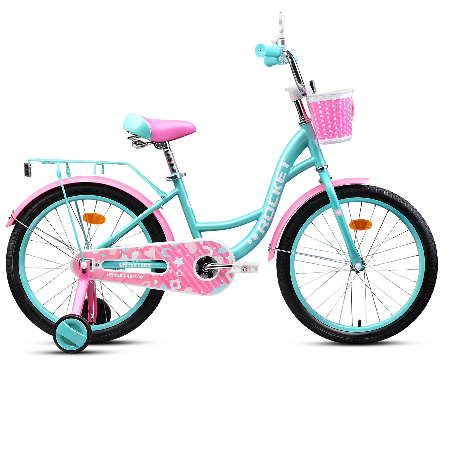 Велосипед 20" Rocket Little Lady, Детский двухколесный, для детей 6-8 лет, ростом от 120 до 135 см. цвет голубой/розовый
