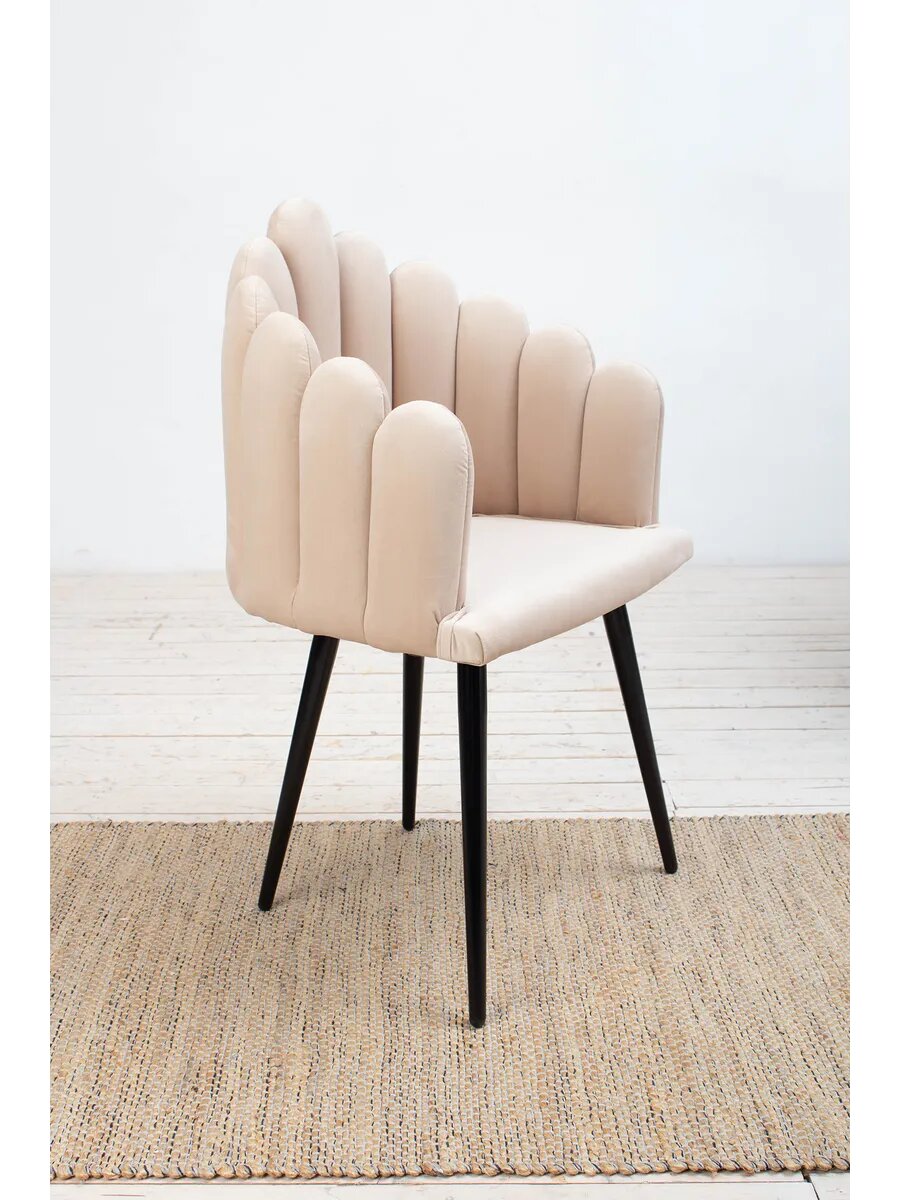 Стул "Ракушка" мягкий со спинкой, велюр кремовый