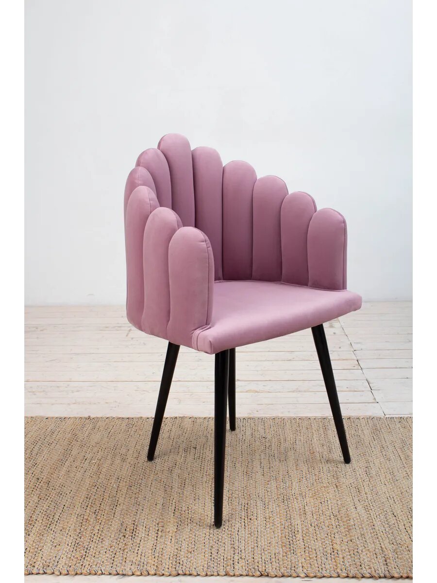 Стул "Ракушка" мягкий со спинкой, велюр лиловый