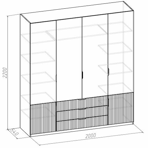 Шкаф Владимирская мебельная фабрика "Адалин", для одежды, 200x56x220 см, ЛДСП, МДФ — фото 1