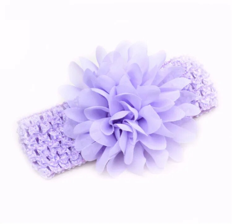 Детские шифоновые повязки на голову с цветами Сиреневый, light purple
