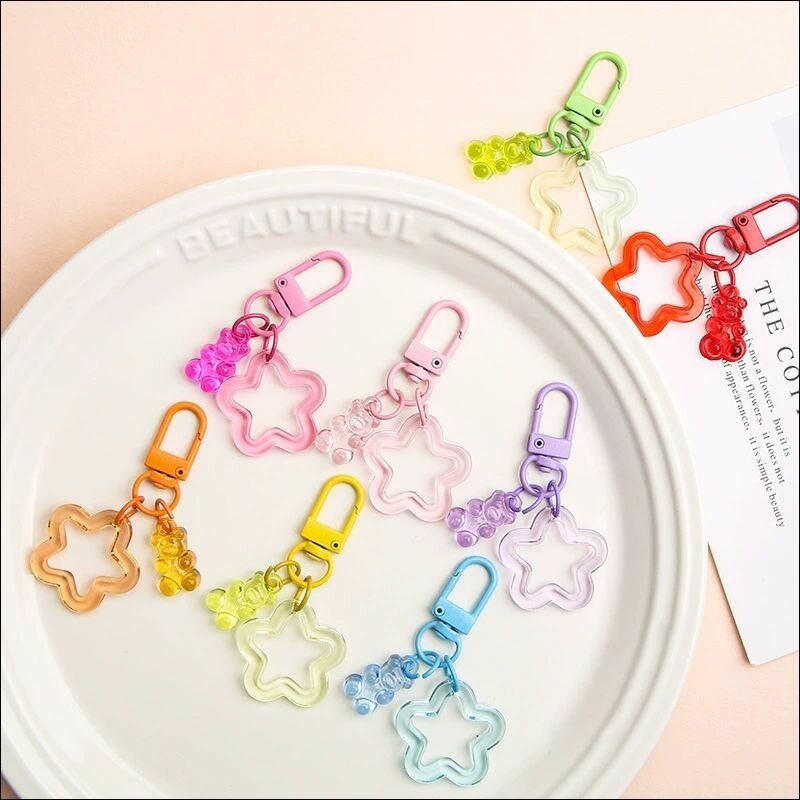 Фурнитура для брелка, цветное кольцо для ключей с цепочкой и карабином