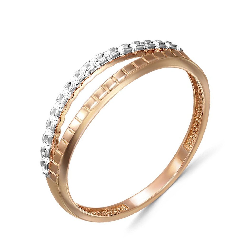 Кольцо дорожка, красное золото, 585 проба, родирование, фианит