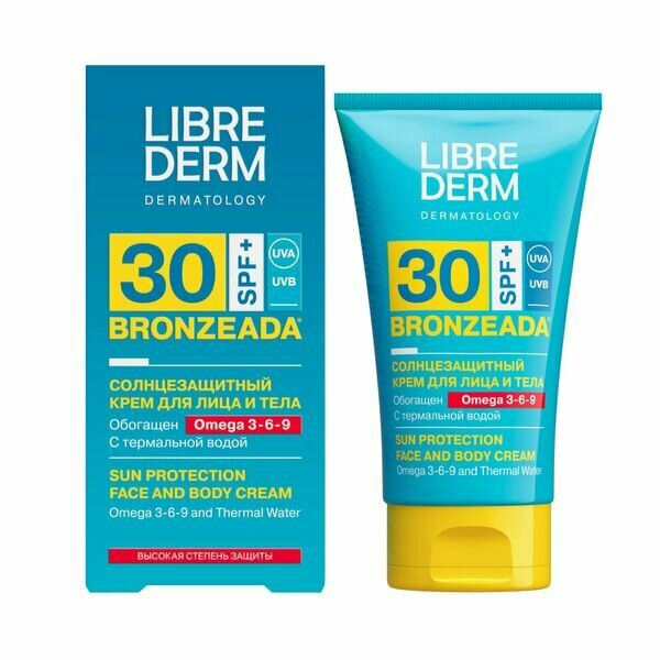 Крем солнцезащитный с омега 3-6-9 и термальной водой SPF30 Bronzeada Librederm/Либридерм туба 150мл