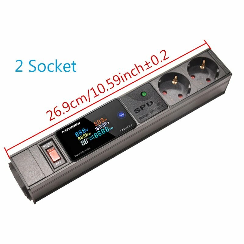 Удлинитель настольный 15А 300Вт, 2 Socket, NO Plug NO Wire