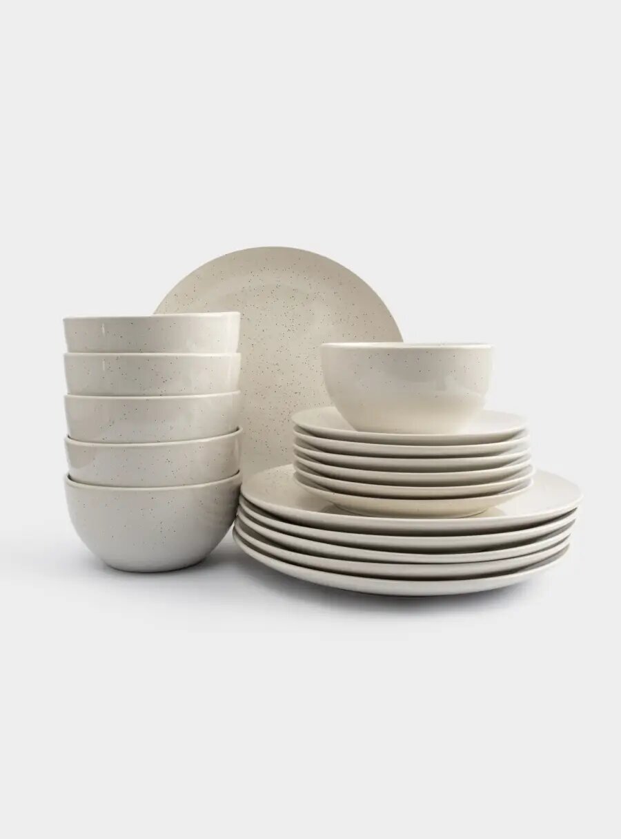 Сервиз обеденный, 6 перс, 18 пр, керамика, молочный, в крапинку, Viveiro