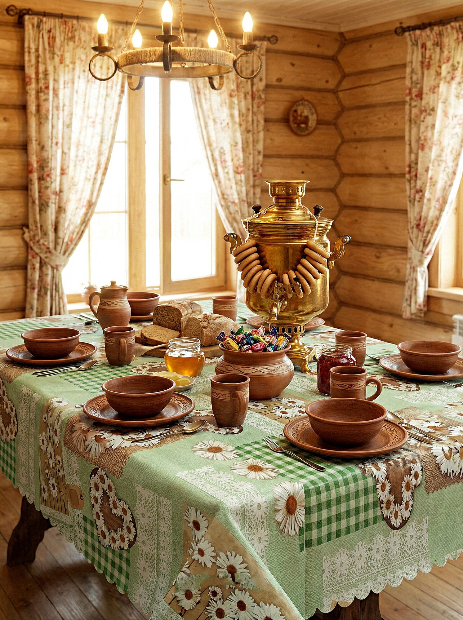 Laid Table, Клеенка на стол для кухни , Скатерть 110х140 тканевая основа, водоотталкивающая, пасхальный декор для дома